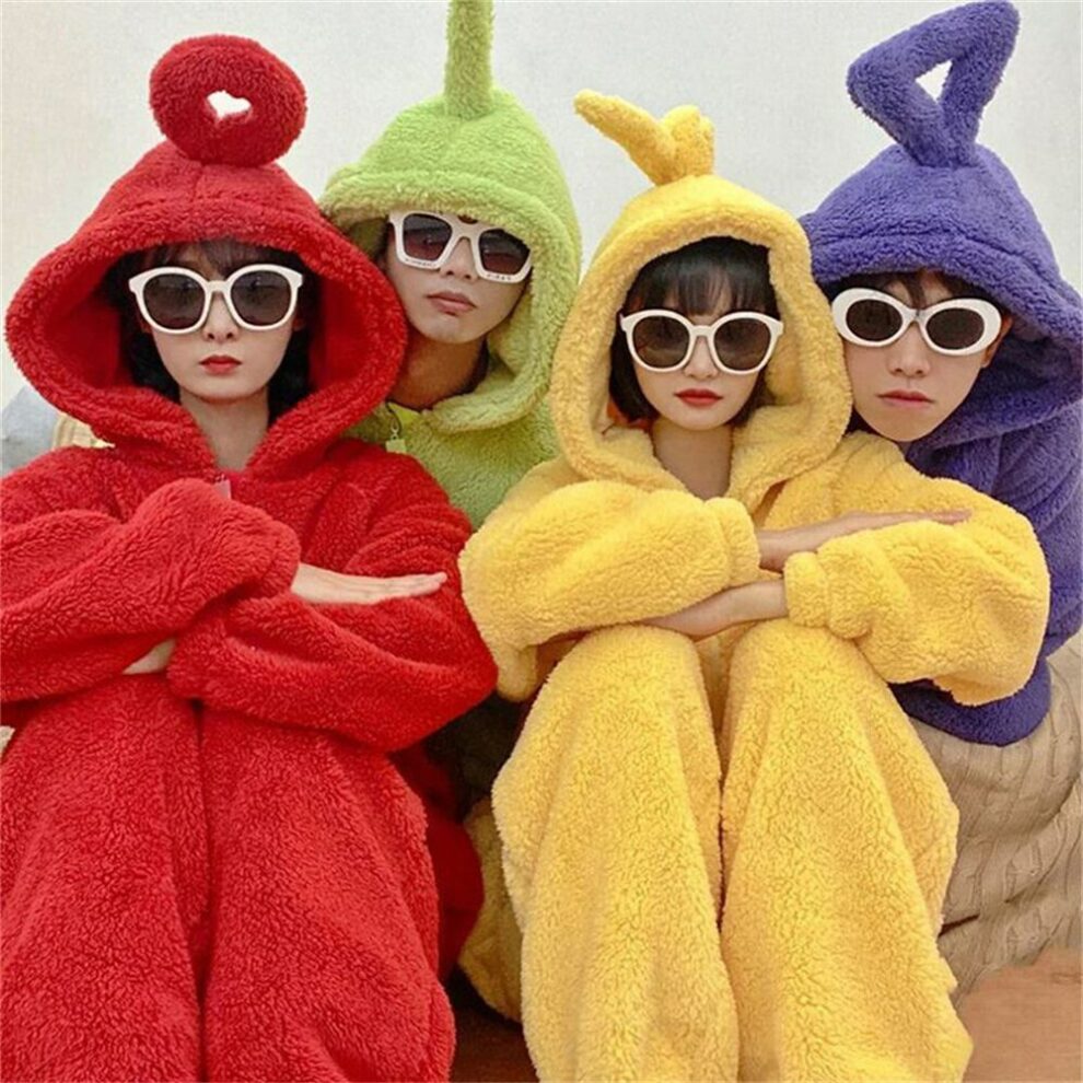 Adult Teletubbies Cosplay Costume 4 Colors Soft Longsleeve Pajamas ...