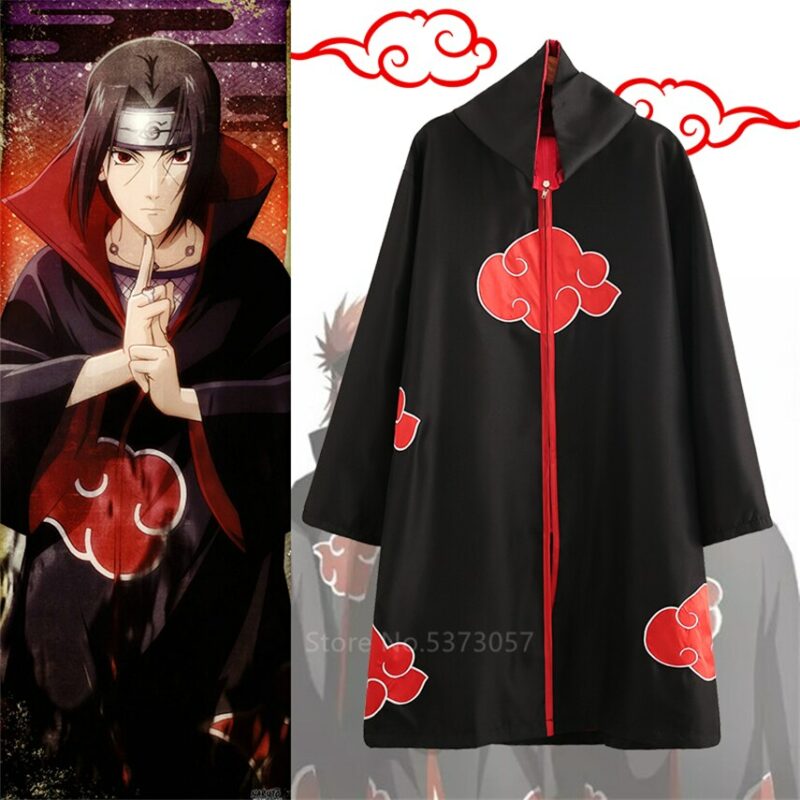 Naruto Sasuke Uchiha Cosplay Costume Akatsuki Cloak Robe For Halloween ...