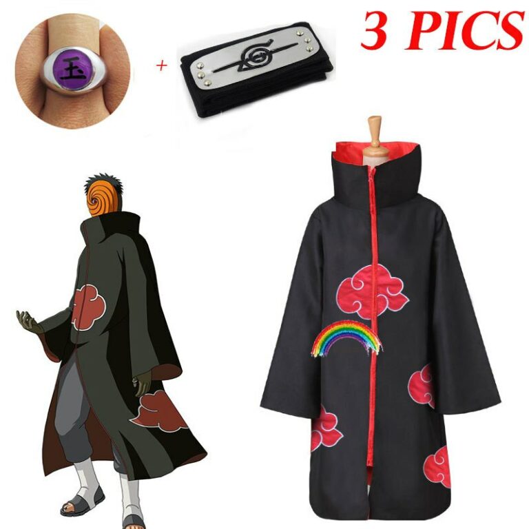 Naruto Akatsuki Cosplay Cloak Sasuke Uchiha Itachi Costume Set 3 Pieces ...